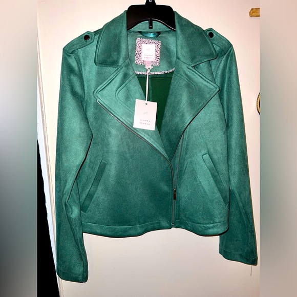 LC Lauren Conrad | Jackets & Coats | Nwt Lauren Conrad Green Suede Moto ...